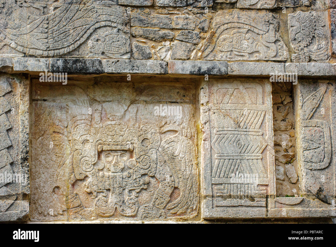 Maya symbols and draws in Chichen Itza, a large pre-Columbian city ...