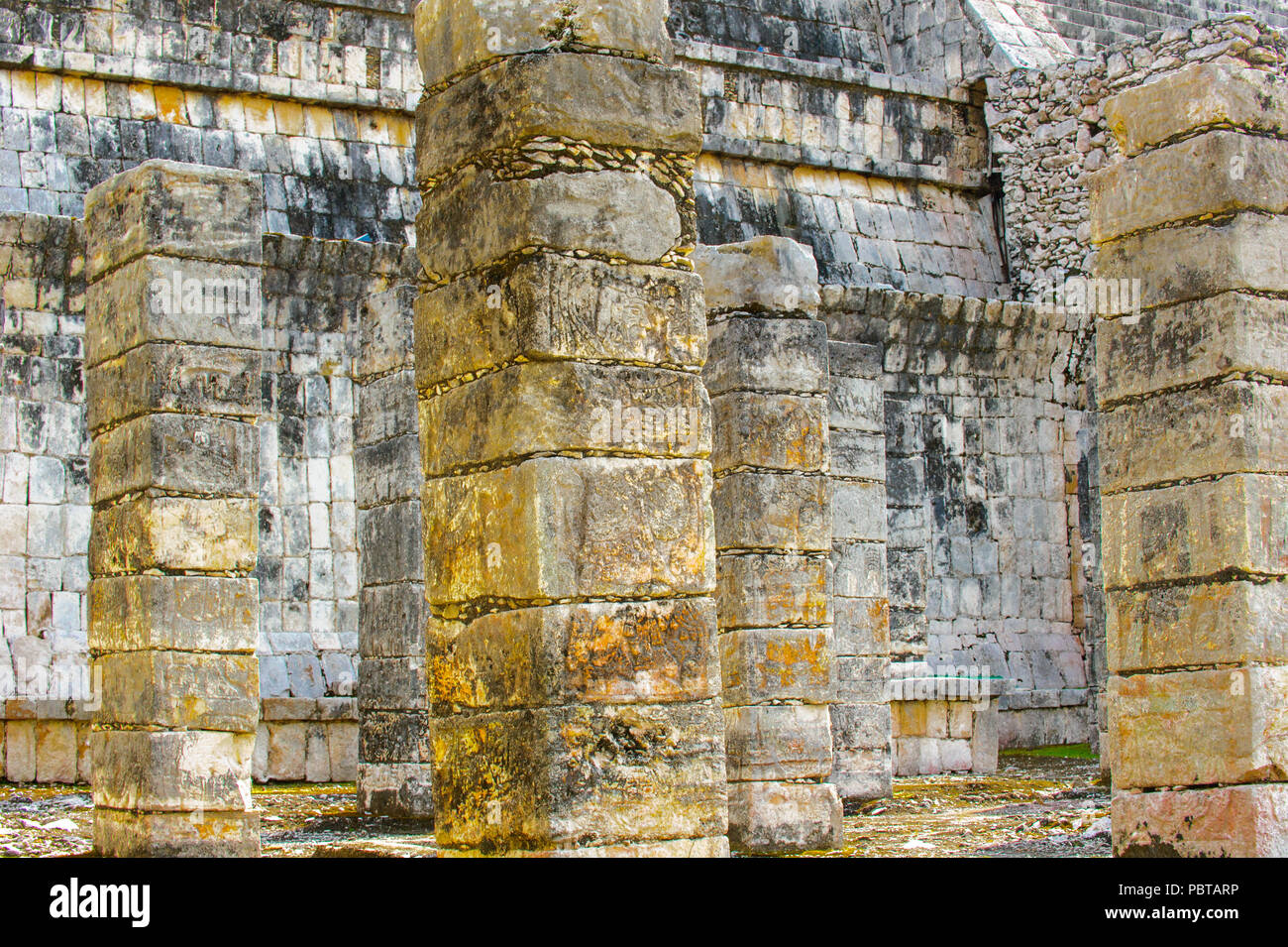 Maya symbols and draws in Chichen Itza, a large pre-Columbian city ...