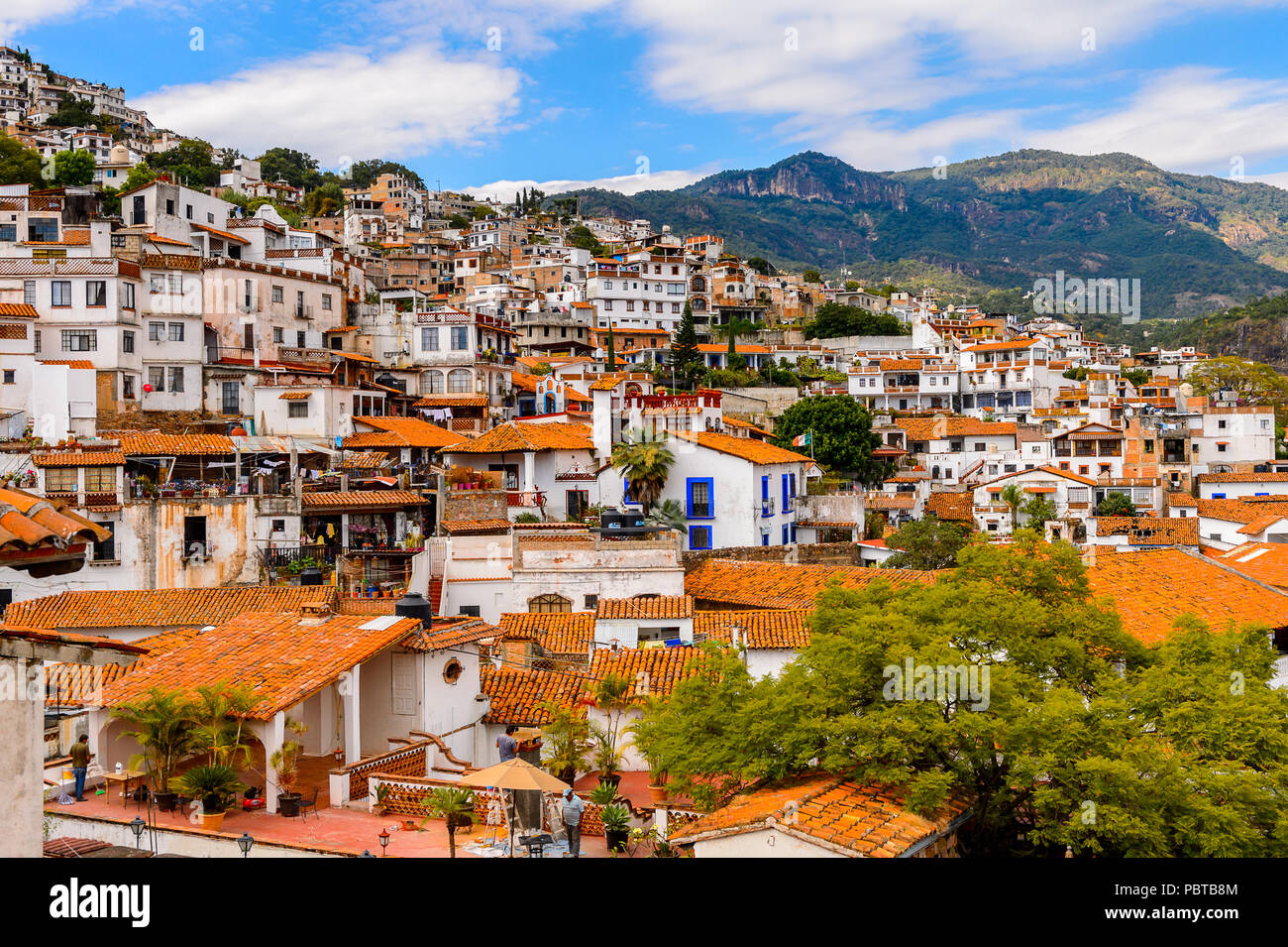 Aerial view of Taxco, Mexico. The town is known because of its Silver ...