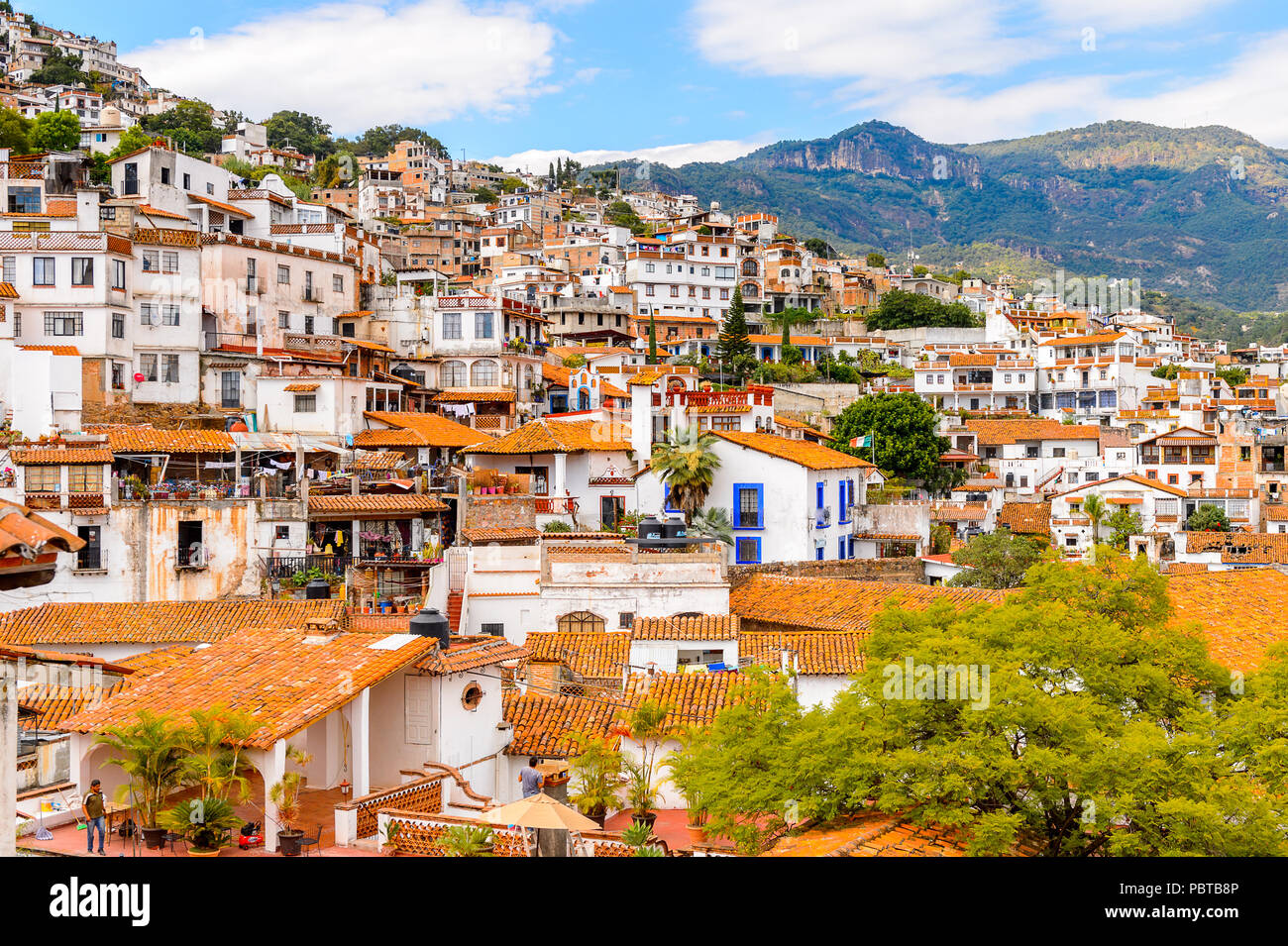 Aerial view of Taxco, Mexico. The town is known because of its Silver ...
