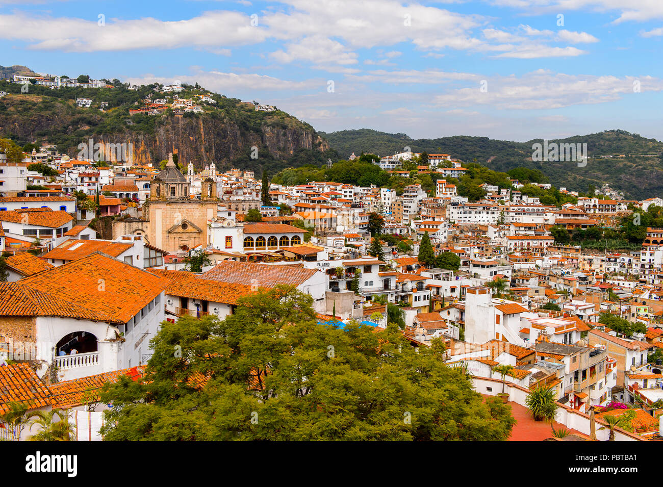 Aerial view of Taxco, Mexico. The town is known because of its Silver ...