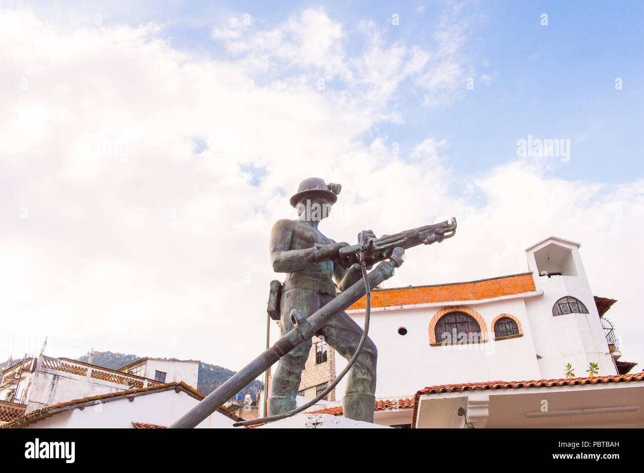 Monument to a miner, Taxco, Mexico. The town is known because of its ...