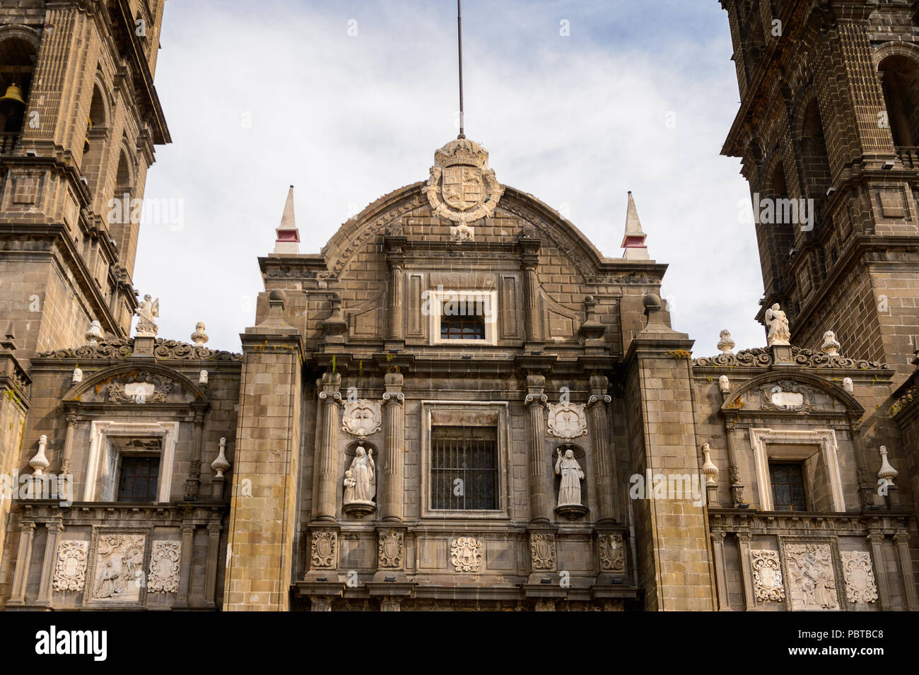 Puebla Cathedral, a Roman Catholic church in the city of Puebla, Mexico ...
