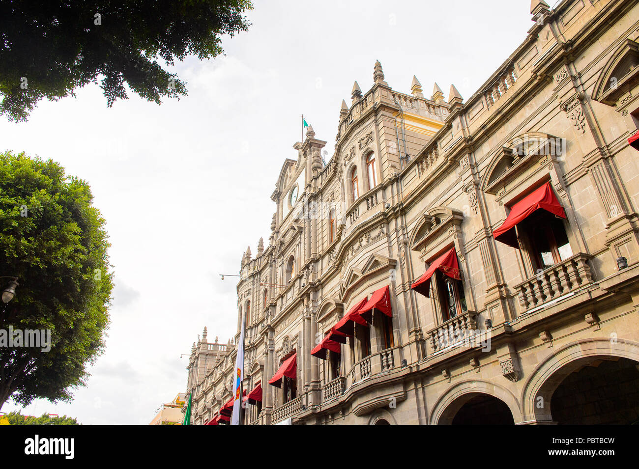 Architecture of historic centre of Puebla, Mexico. The city was founded ...