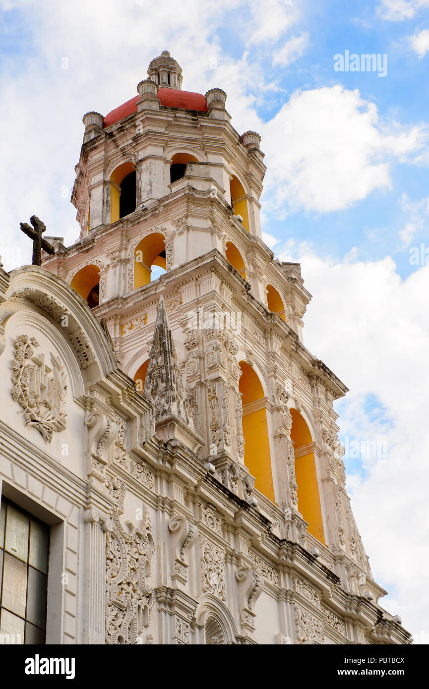 Architecture of historic centre of Puebla, Mexico. The city was founded ...