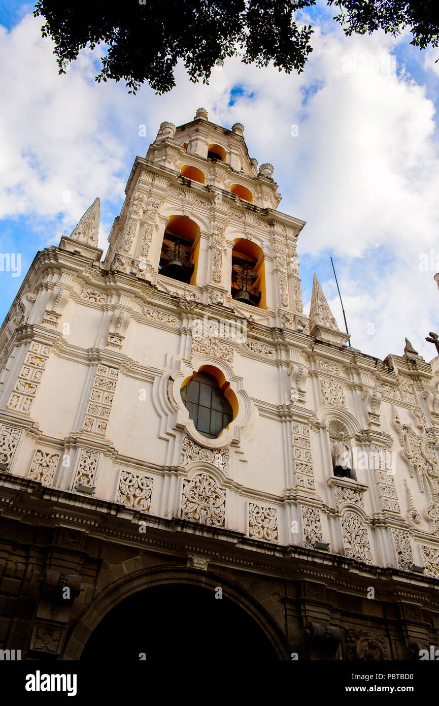 Architecture of historic centre of Puebla, Mexico. The city was founded ...