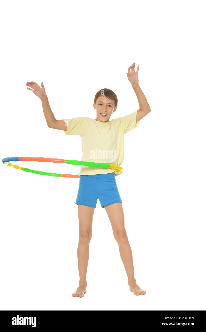 Young boy doing exercises Stock Photo - Alamy