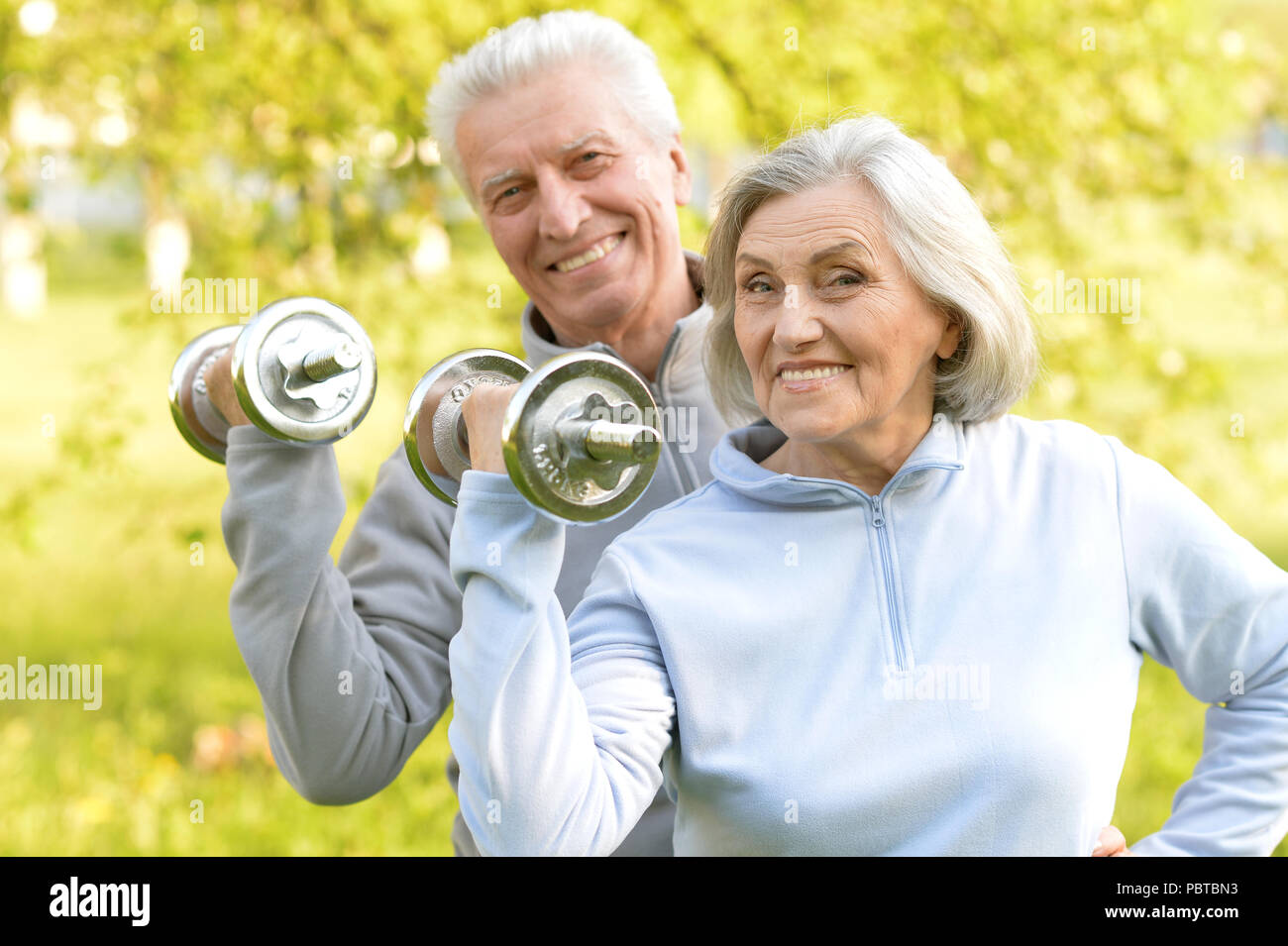 fit senior couple exercising Stock Photo - Alamy