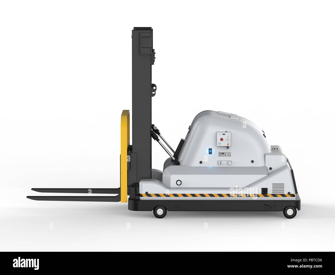 3d rendering automatic forklift on white background Stock Photo - Alamy