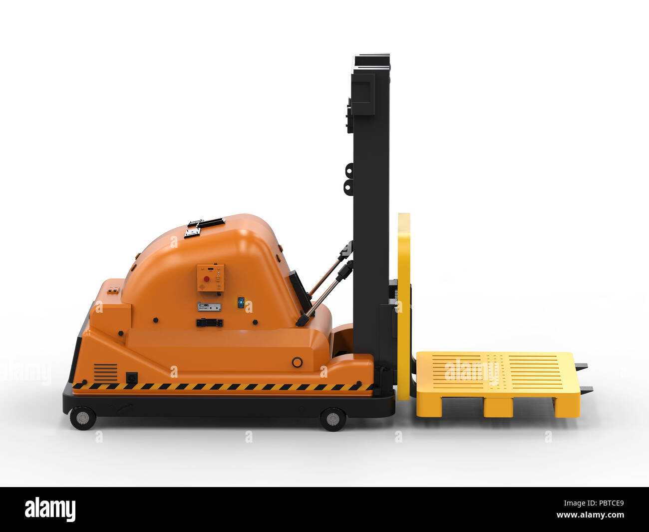 3d rendering automatic forklift on white background Stock Photo - Alamy