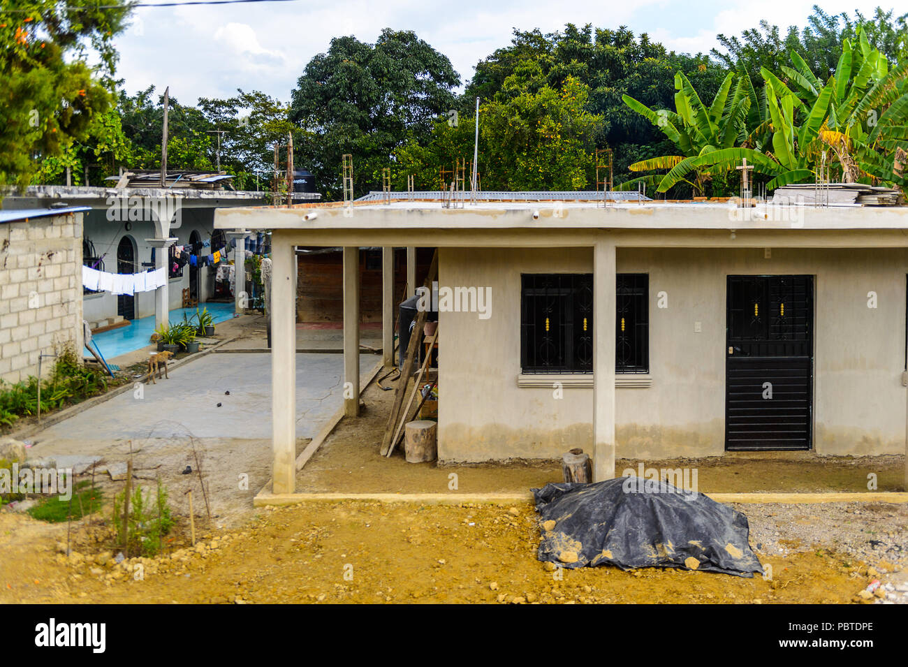 Nature and houses of the one of the maya villages in Chiapas state of ...