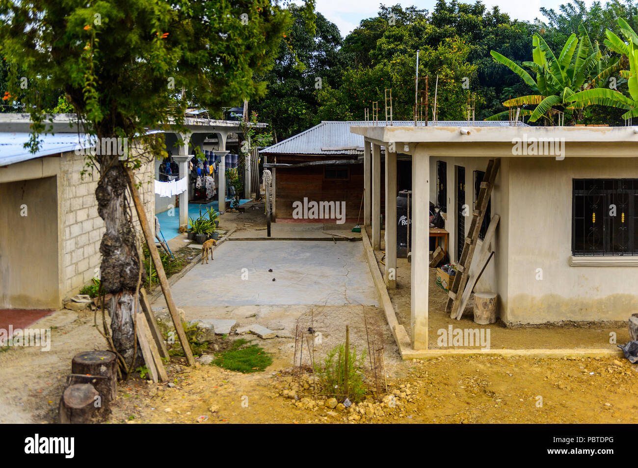 Nature and houses of the one of the maya villages in Chiapas state of ...