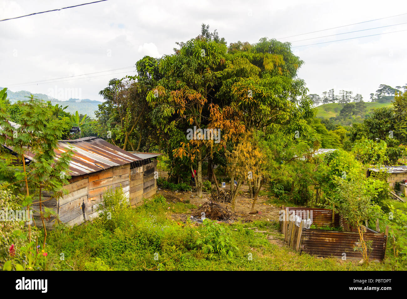 Nature and houses of the one of the maya villages in Chiapas state of ...