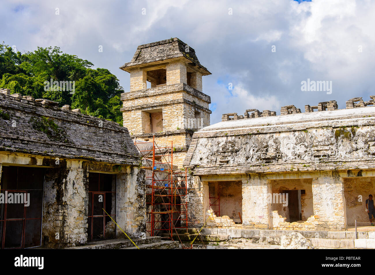 Part of the Palace of Palenque, a pre-Columbian Maya civilization of ...