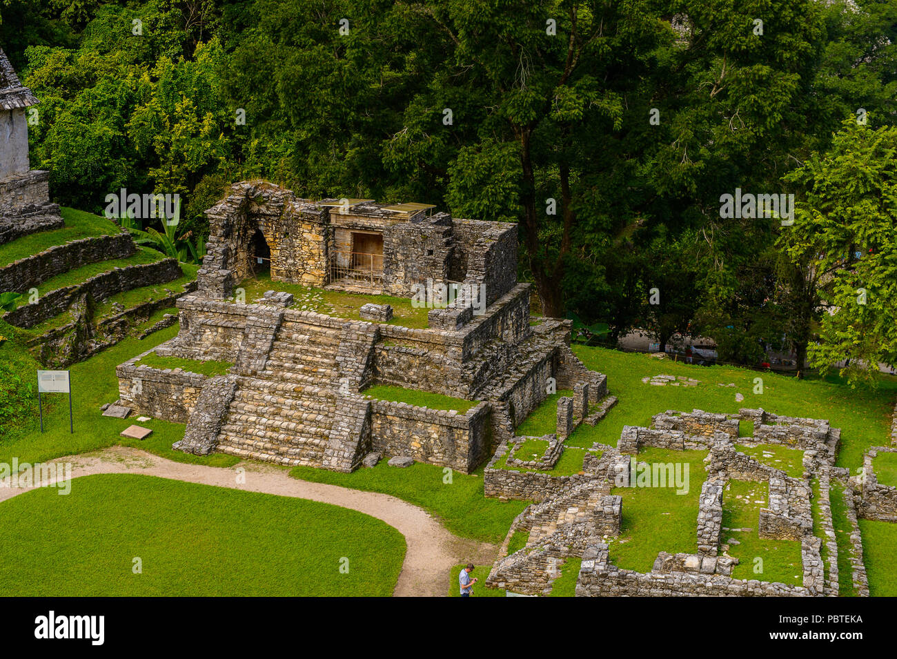 Aerial Panorama of Palenque archaeological site, a pre-Columbian Maya ...