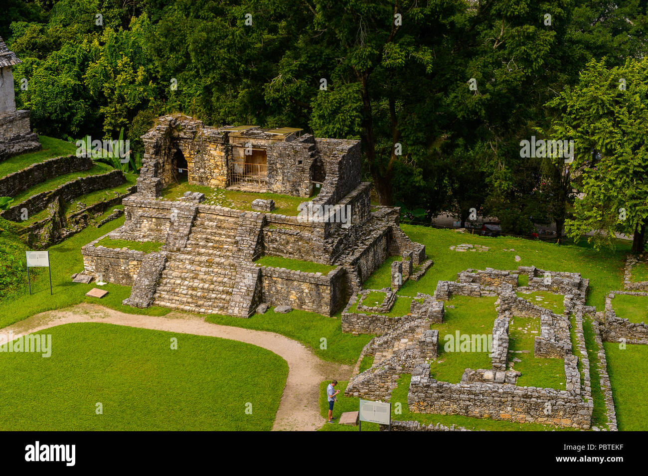 Aerial Panorama of Palenque archaeological site, a pre-Columbian Maya ...