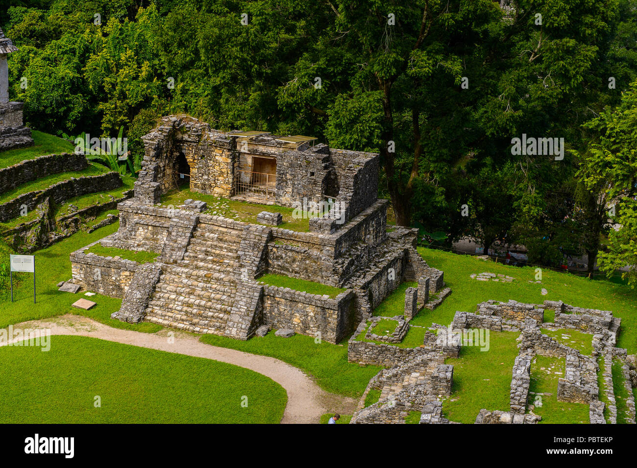 Aerial Panorama of Palenque archaeological site, a pre-Columbian Maya ...