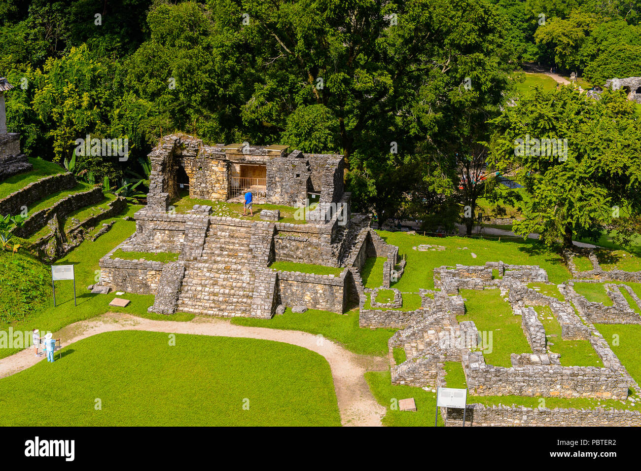 Aerial Panorama of Palenque archaeological site, a pre-Columbian Maya ...