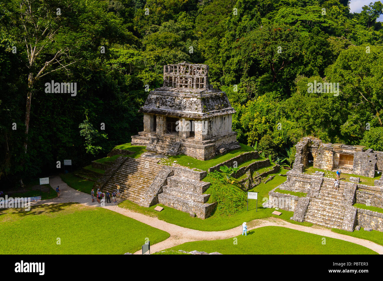 Aerial Panorama of Palenque archaeological site, a pre-Columbian Maya ...