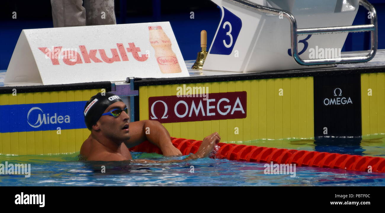 Budapest, Hungary - Jul 25, 2017. Competitive swimmer DETTI Gabriele ...