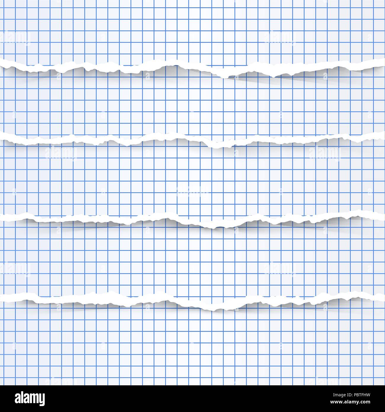 Squared Paper with Torn Border Set. Checkered Geometry Paper Pattern ...