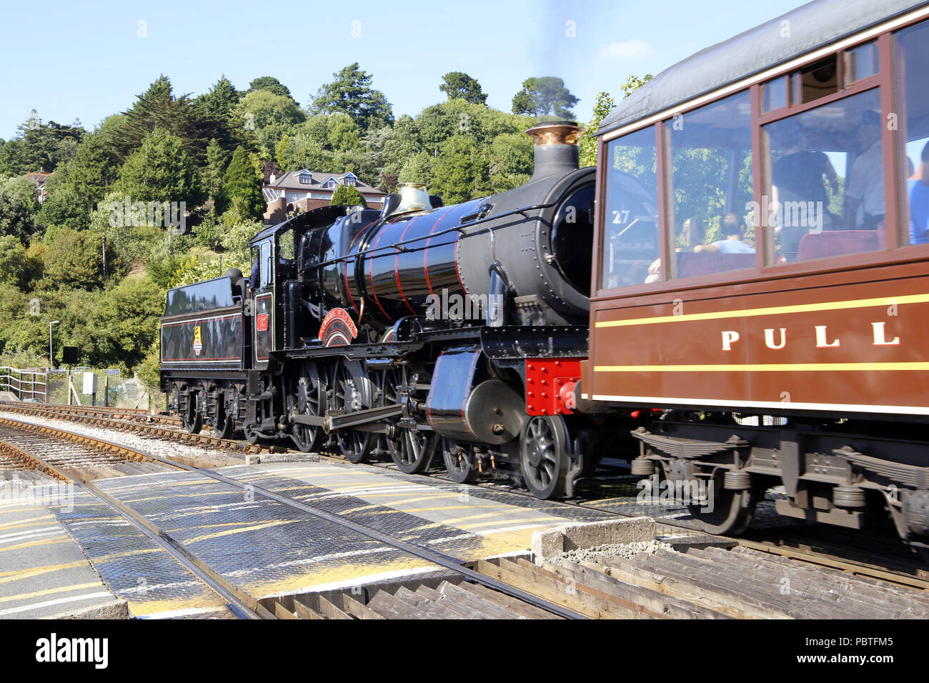 Steam locomotive GWR Manor Class No 7827 Lydham Manor at Kingswear ...