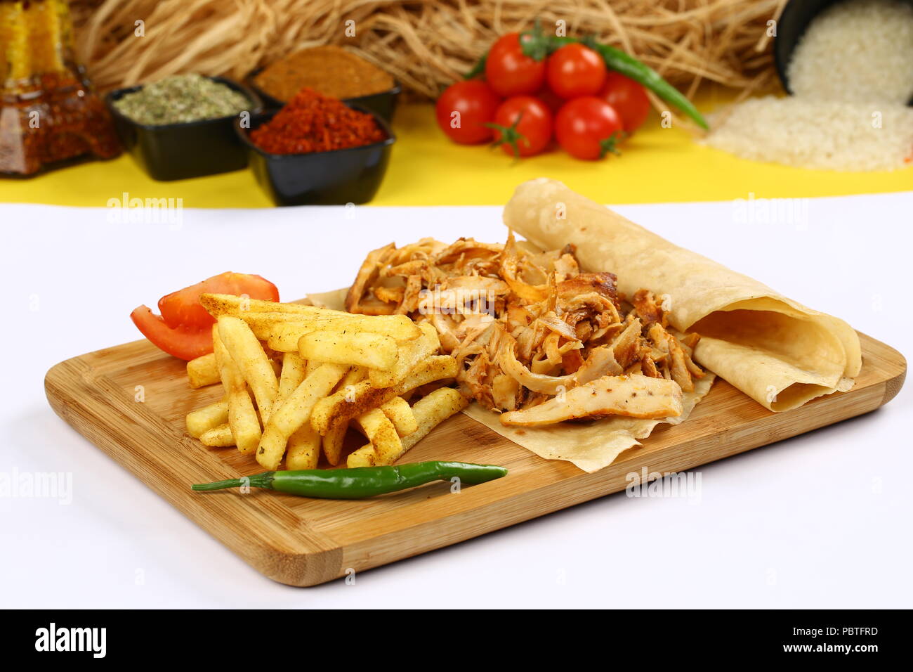 Chicken Shawarma or Doner Kebab serving Stock Photo - Alamy