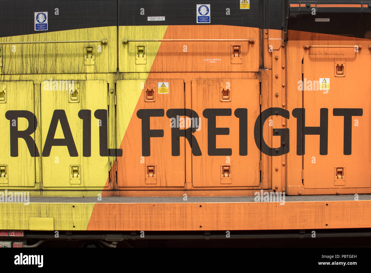 Rail Freight sign isolated seen on the side of a train locomotive Stock ...