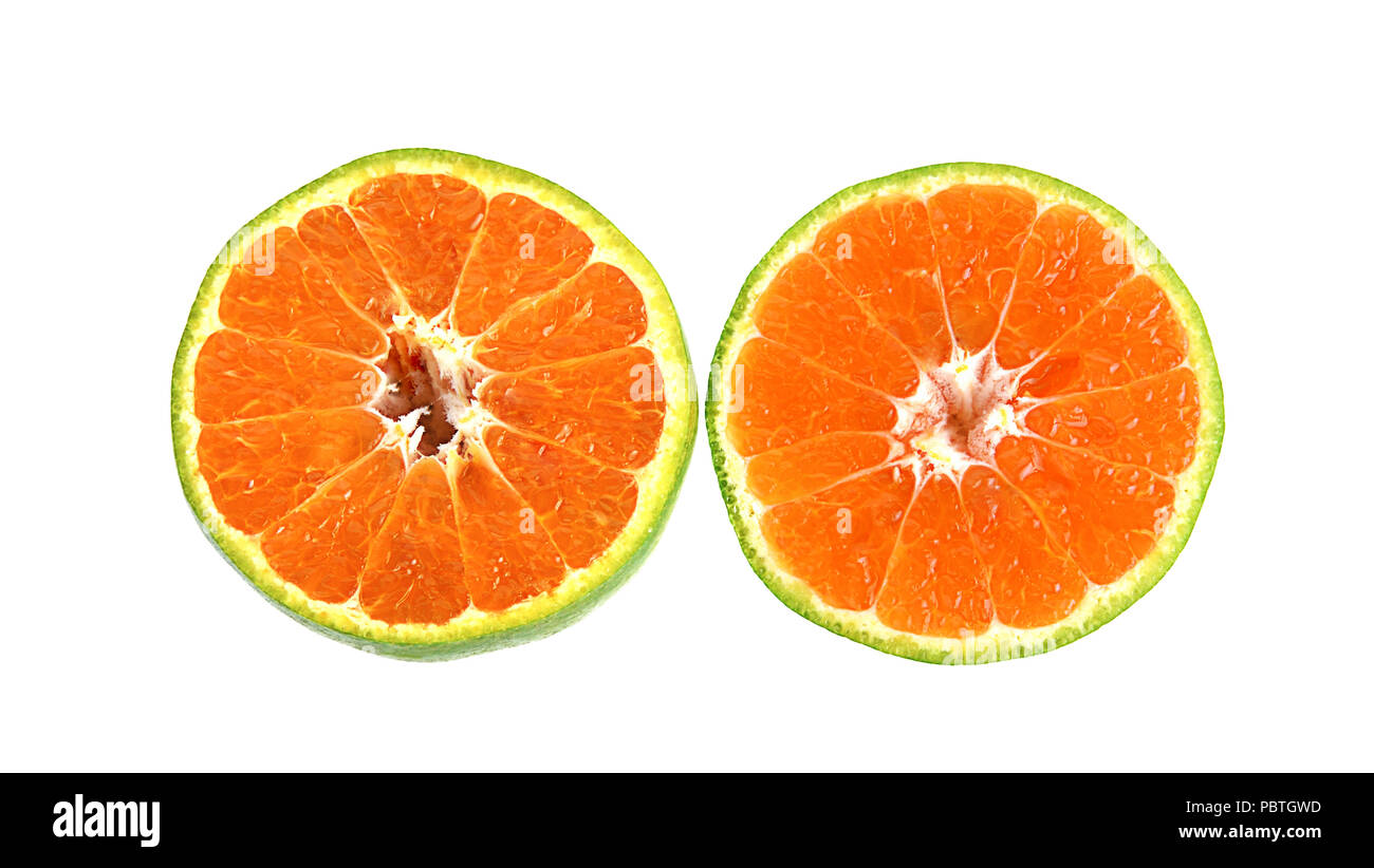 green tangerine on white background Stock Photo - Alamy
