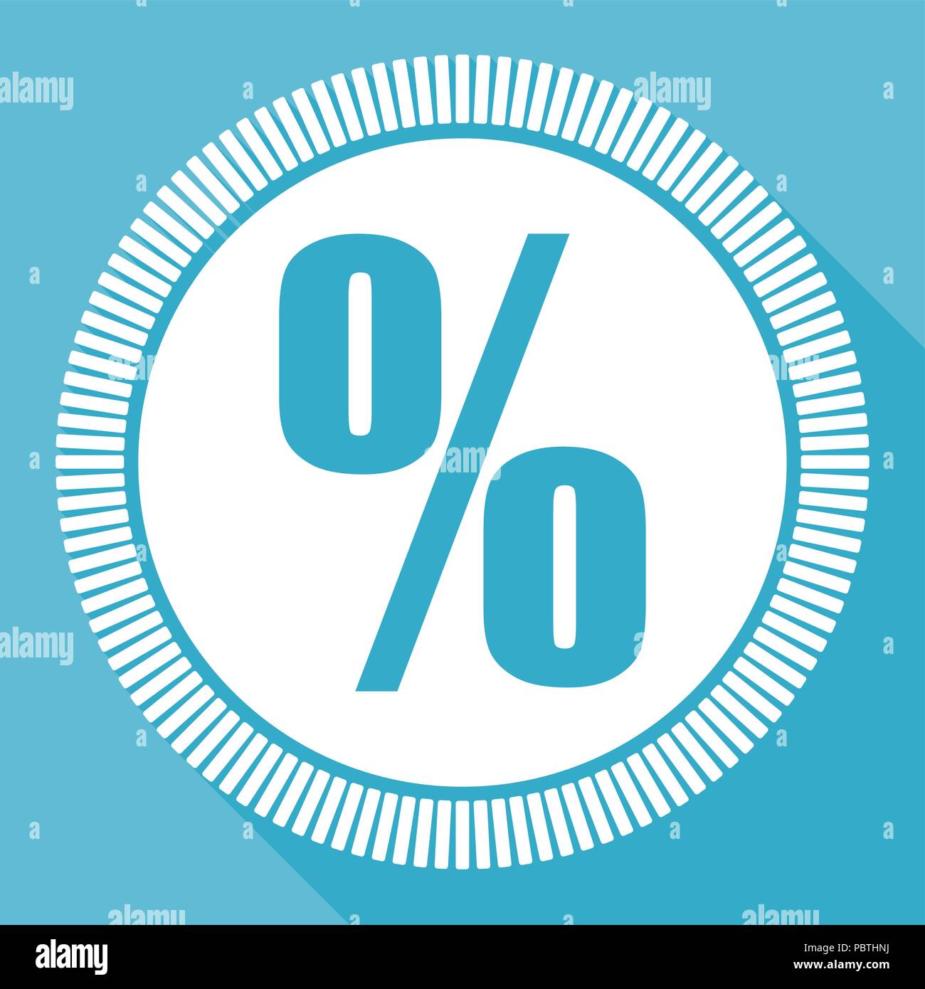 Percent editable flat vector icon, square web button, blue computer and ...