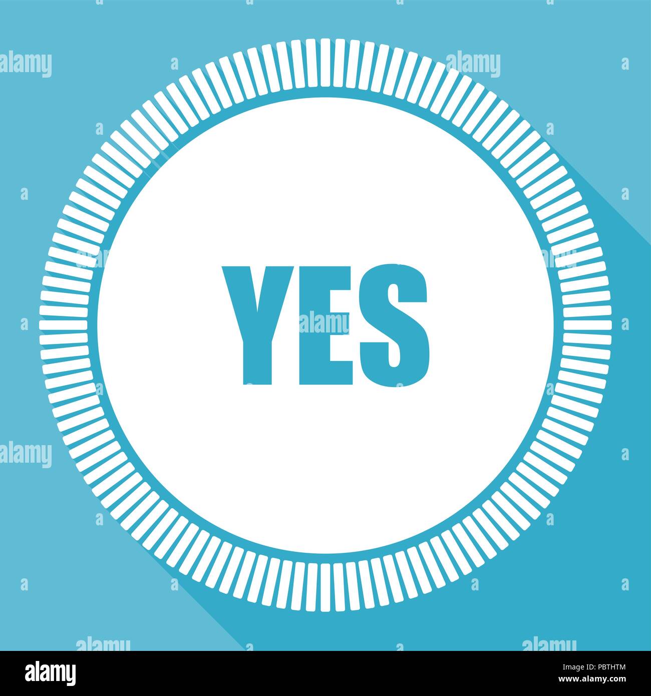 Yes editable flat vector icon, square web button, blue computer and ...