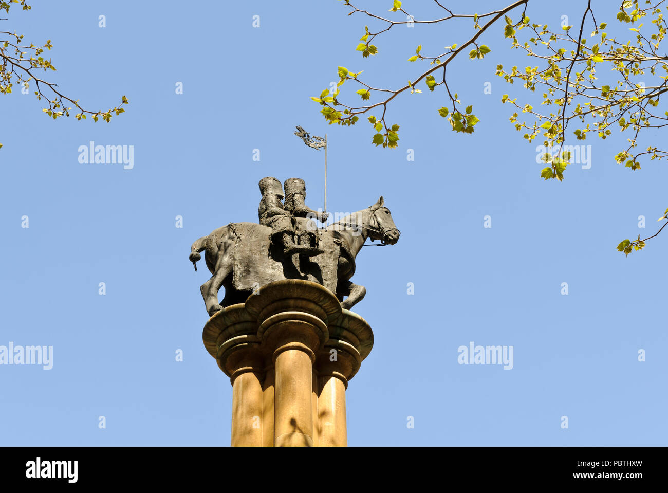 A statue of two templar knights on horseback, Temple, London, England ...