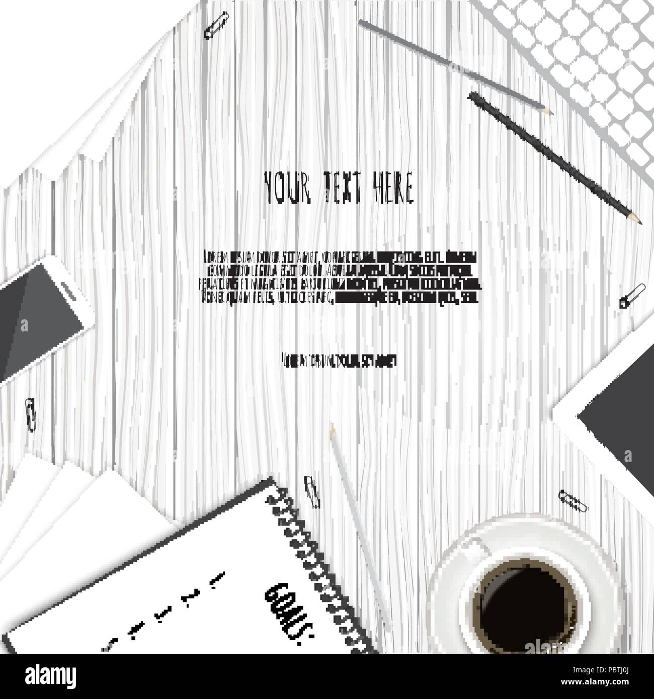 Top view notepaper pen Stock Vector Images - Alamy