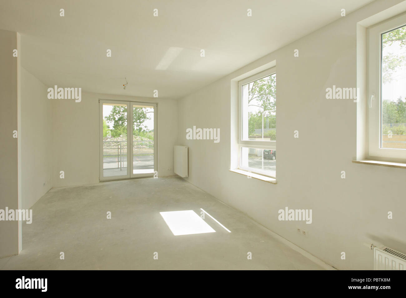 Empty unfinished renovated room in a new constructed building Stock ...