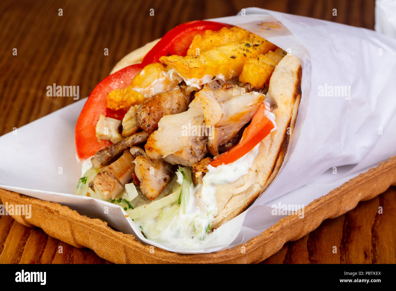 Gyros with chicken in the pita Stock Photo - Alamy