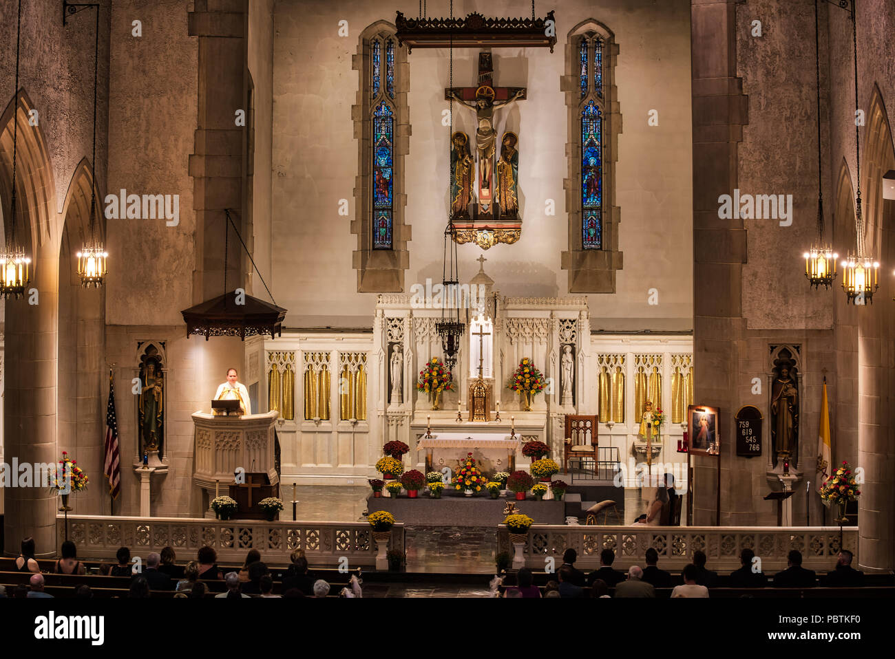 Catholic Church interior chapel. Wedding ceremony Stock Photo - Alamy