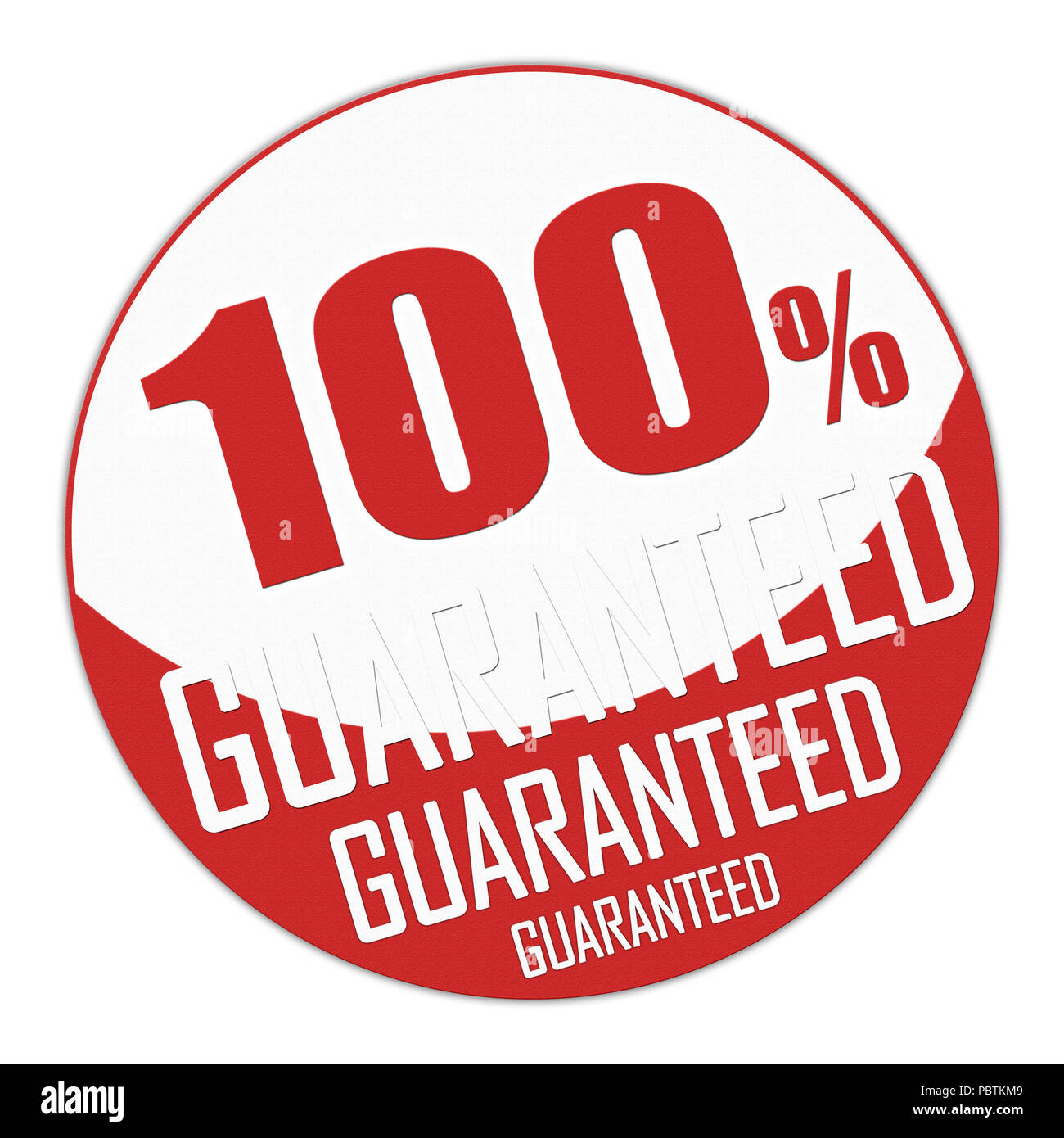 Seal or banner of one hundred percent guaranteed in red and white. 3D ...