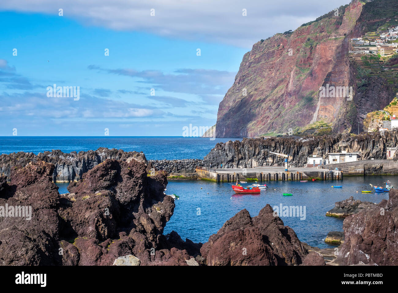 Boats In The Harbour, Camara De Lobos, Madeira, Portugal Stock Photo ...