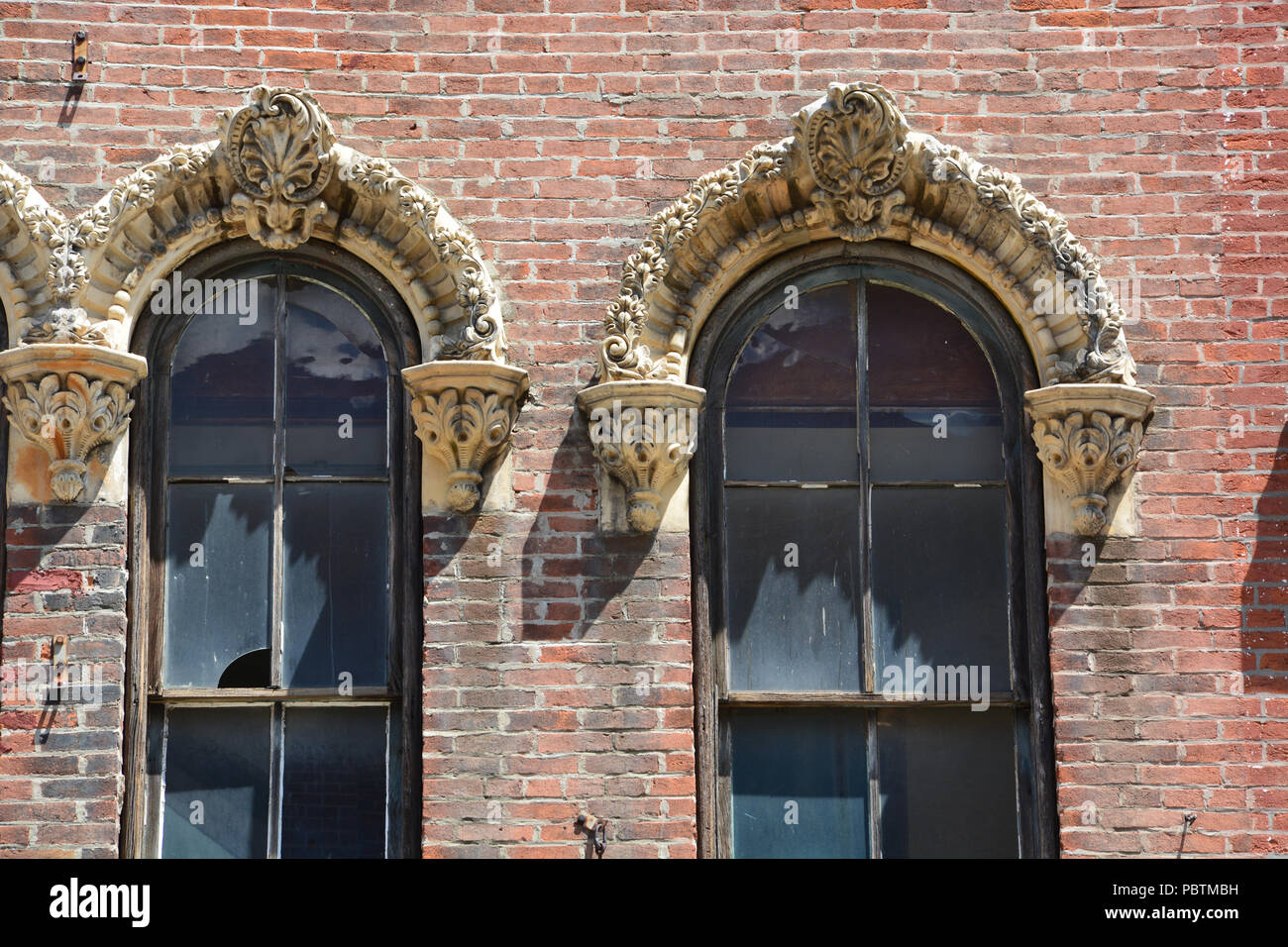 Close up of historic building on Merchant Street in downtown Decatur ...