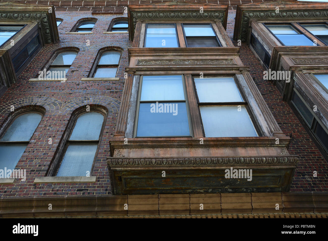 Close up of historic building on Merchant Street in downtown Decatur ...