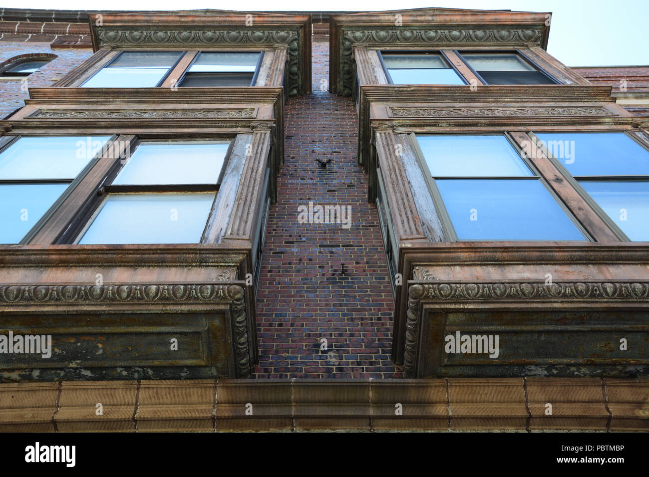 Close up of historic building on Merchant Street in downtown Decatur ...