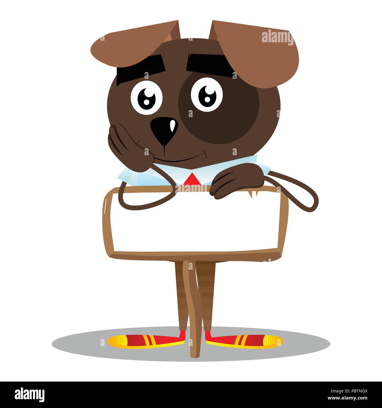 Cartoon illustrated business dog with blank paper on wood Stock Vector ...