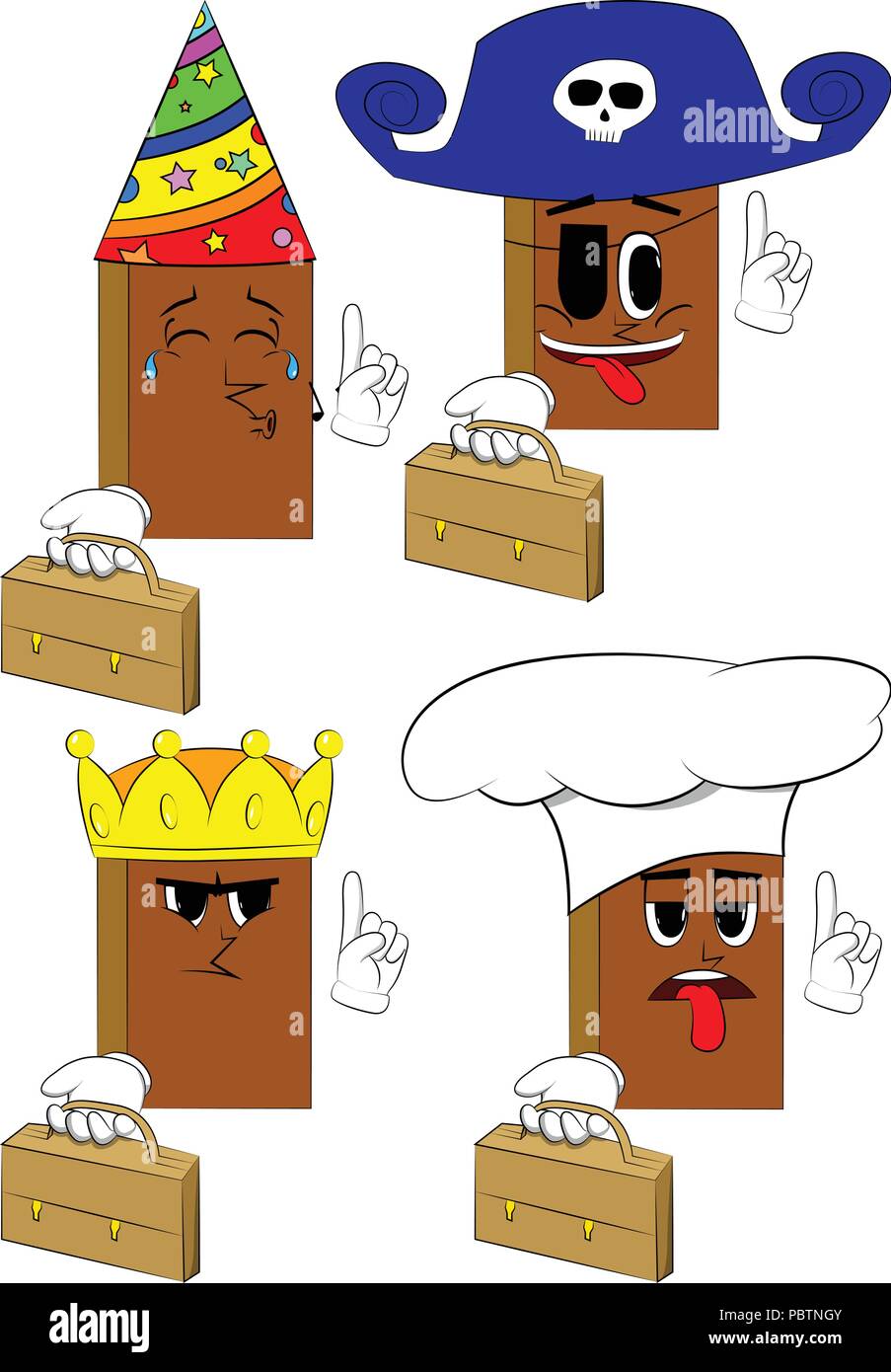 Books holding suitcase and making a point. Cartoon book collection with ...