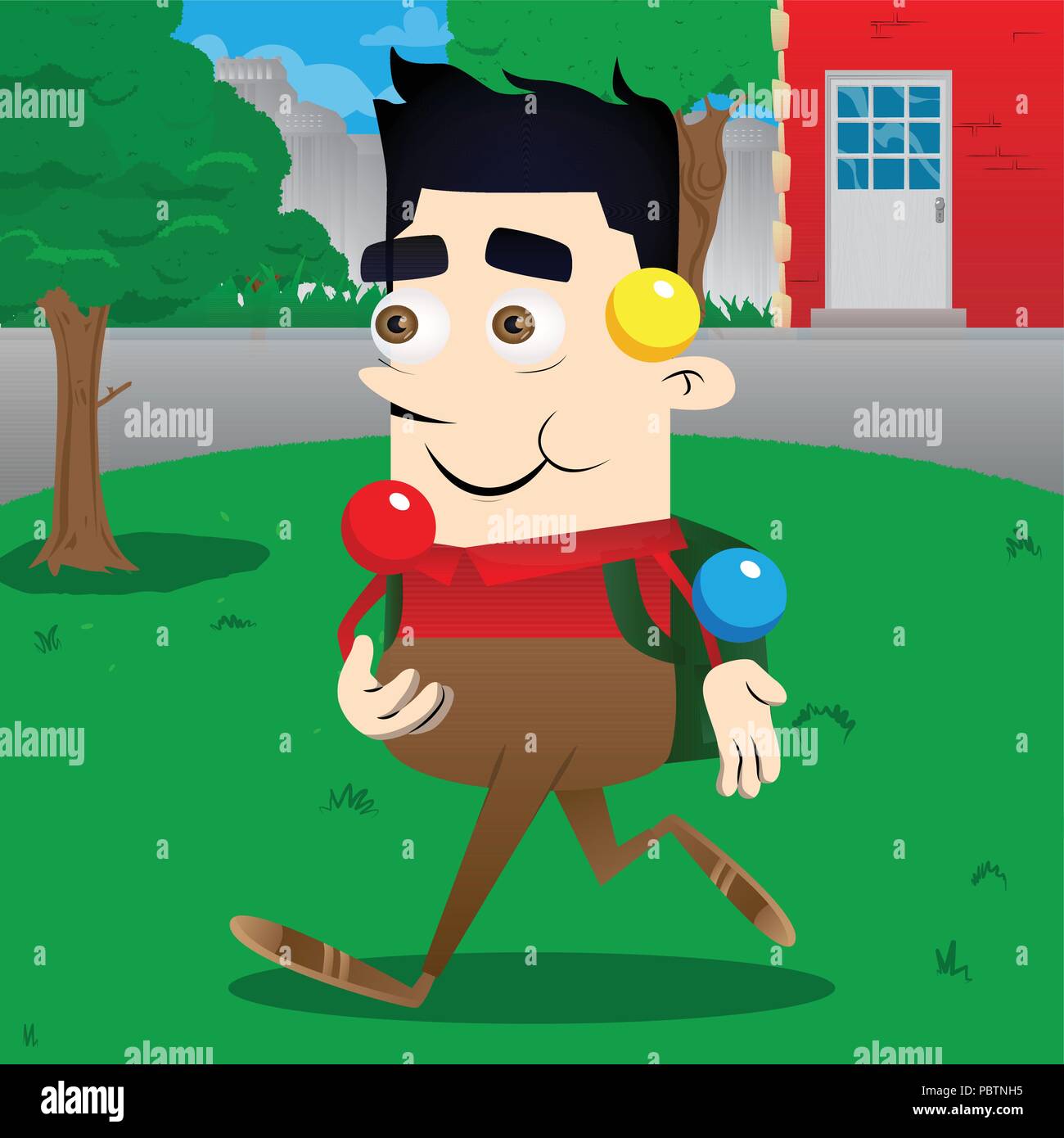 Schoolboy juggler. Vector cartoon character illustration Stock Vector ...