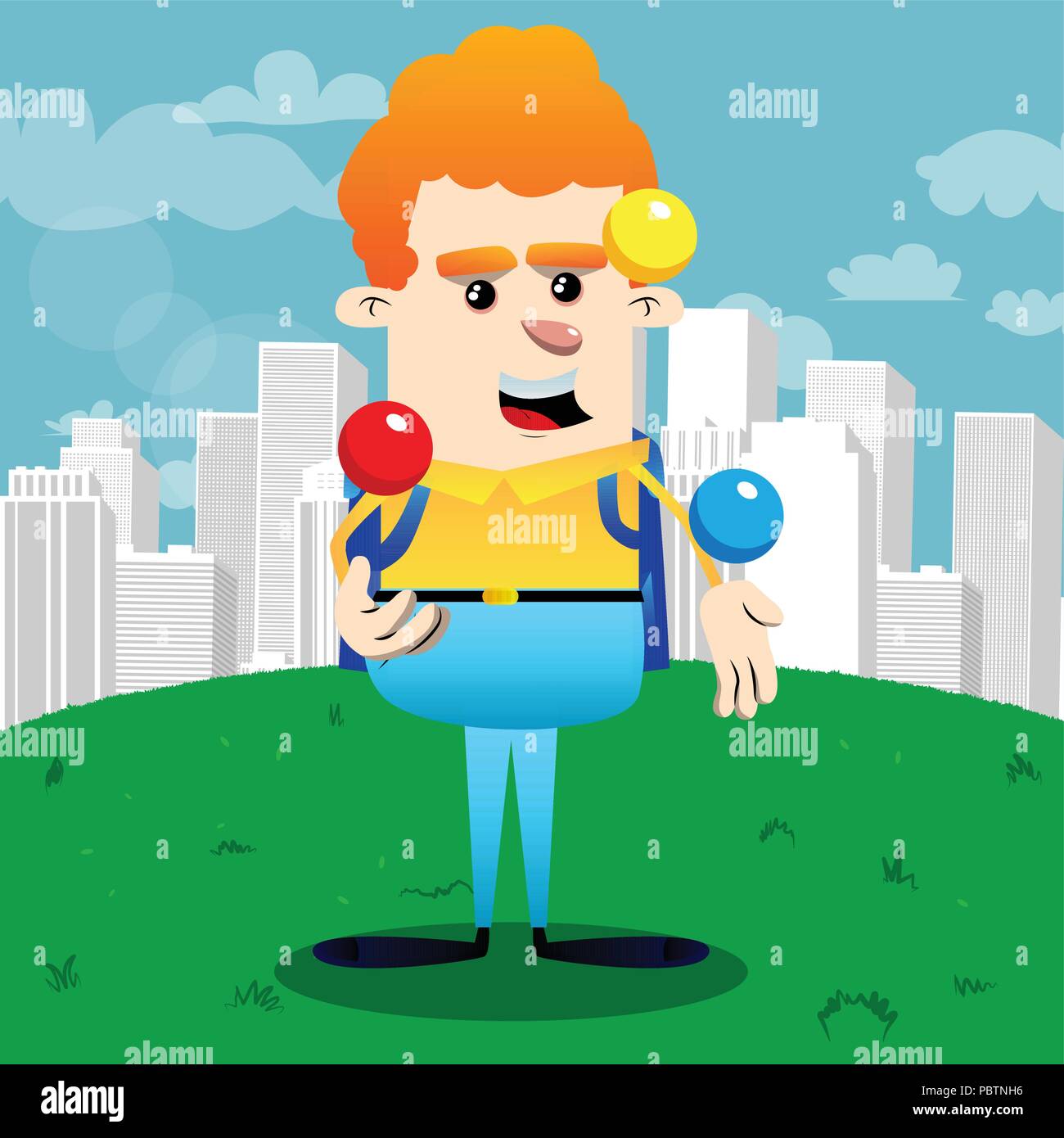 Schoolboy juggler. Vector cartoon character illustration Stock Vector ...