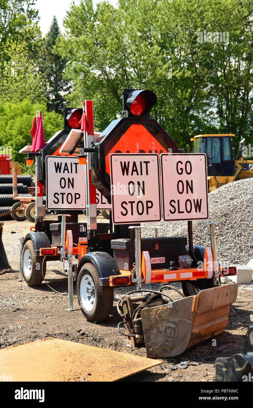 Construction site warning signage Stock Photo - Alamy