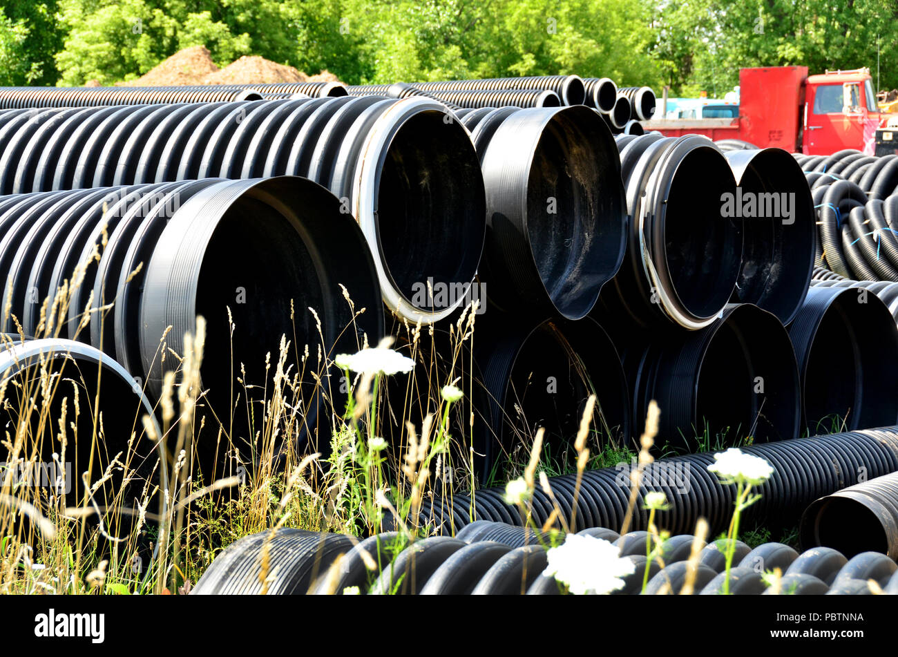 Construction pipes on site Stock Photo - Alamy