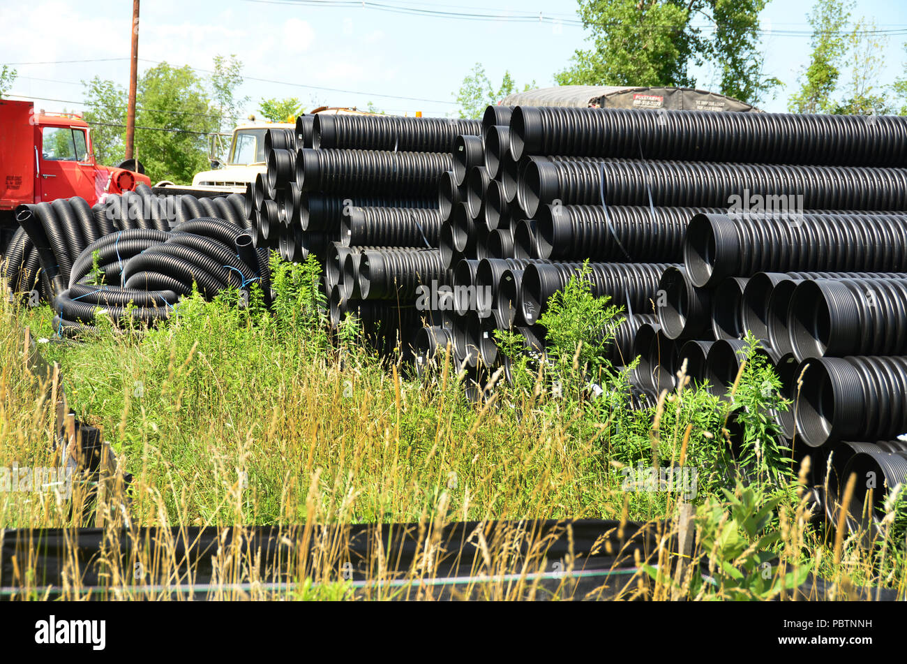 Construction pipes on site Stock Photo - Alamy