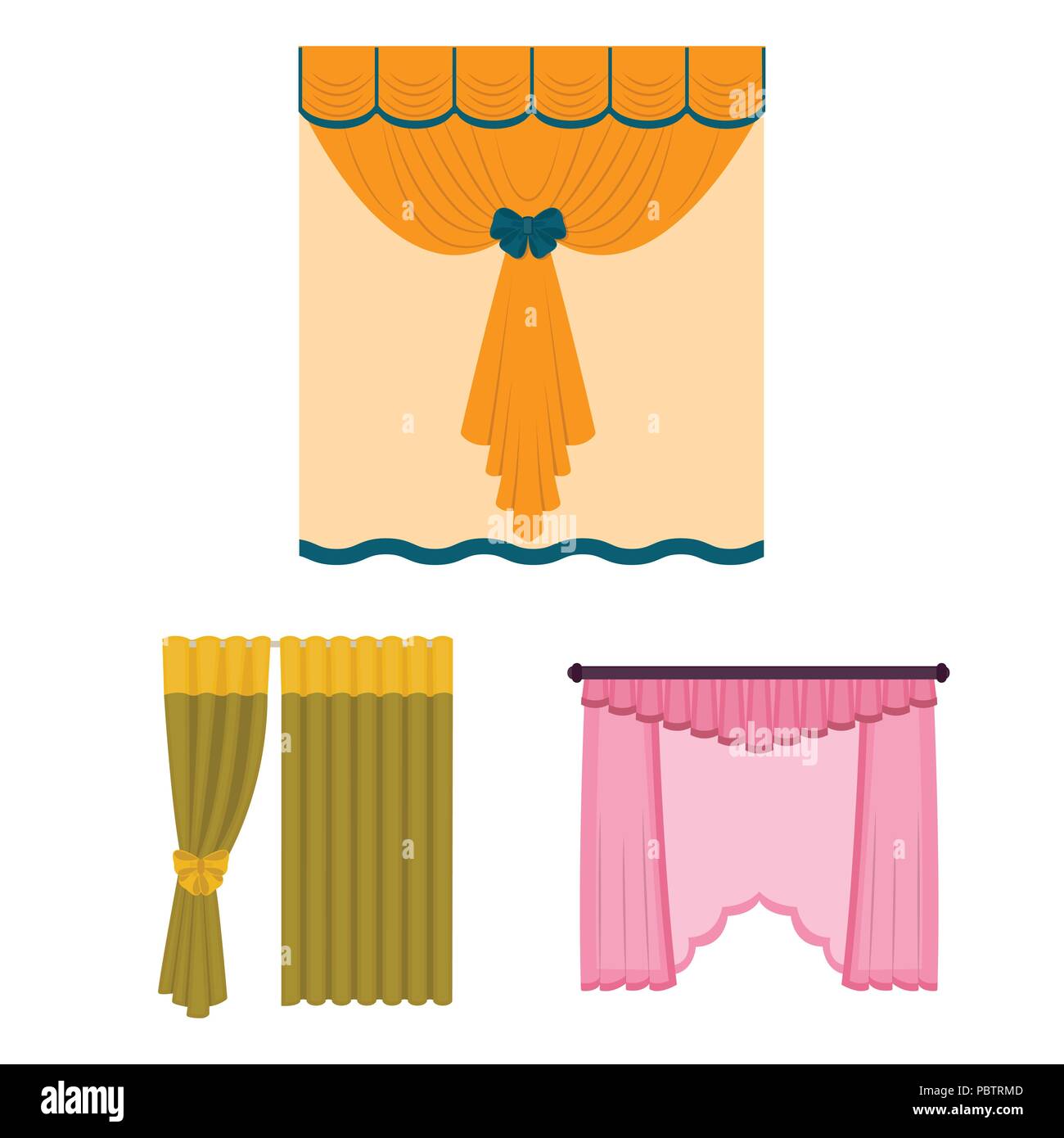 Different kinds of curtains cartoon icons in set collection for design ...