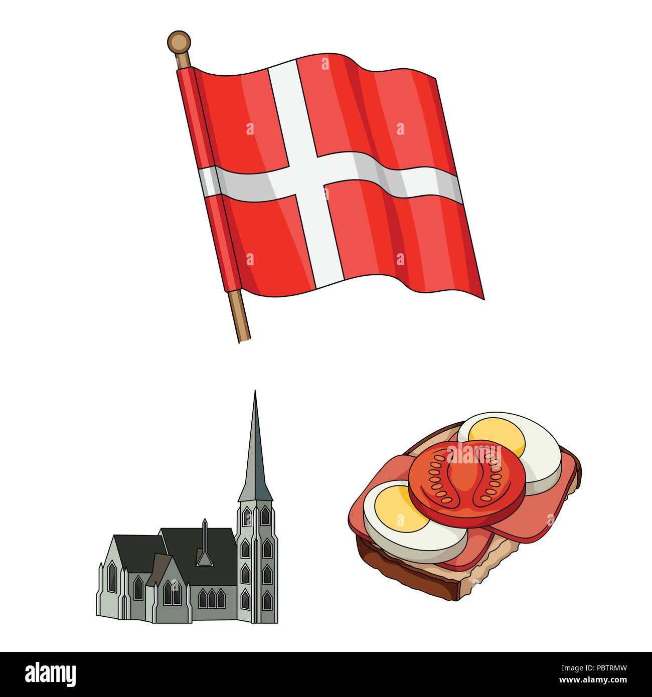 Traveling in Denmark cartoon icons in set collection for design ...